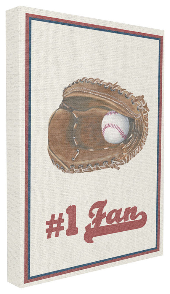 Number 1 Baseball Fan, 16"x20", Stretched Canvas Wall Art