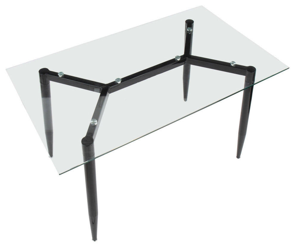 Clara Table, Black Metal, Clear Glass