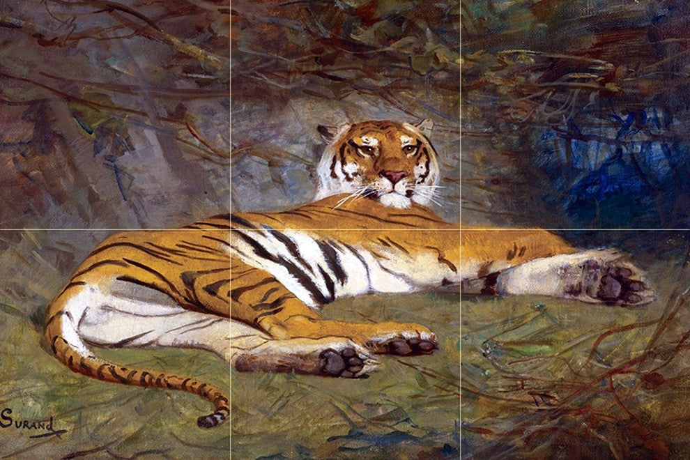 Tile Mural Kitchen Backsplash Splashback the Tiger Wild Animals, Marbl