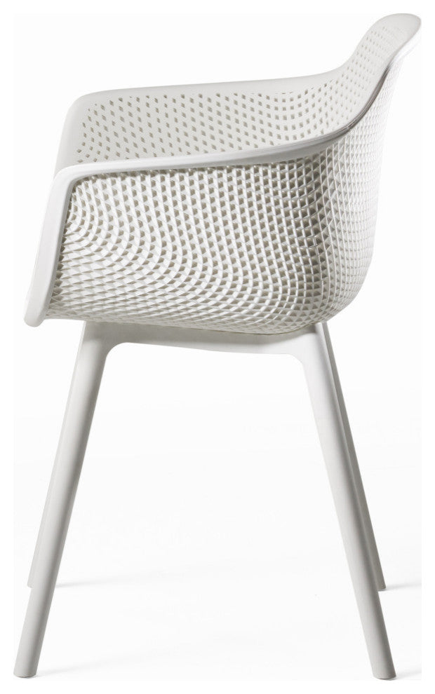 GDF Studio Lotus Outdoor Dining Chair, Set of 4, White