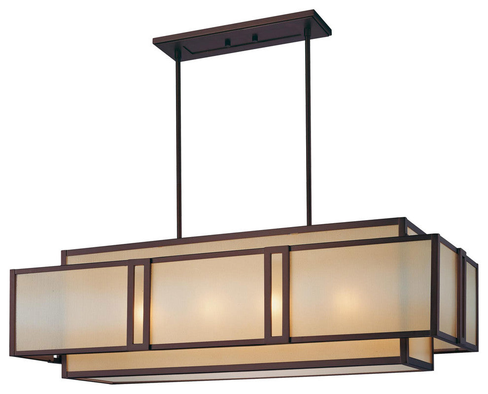 Underscore 4-Light Island in Cimmaron Bronze With Brushed Caramel Silk