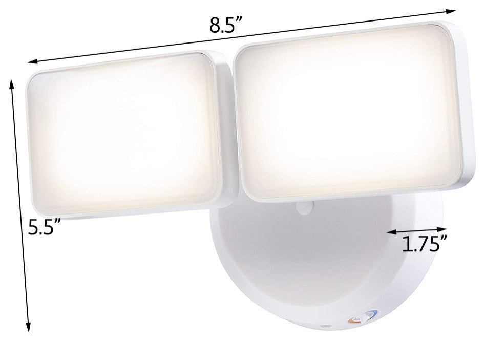 Outdoor Led Dual Head Wall Spot Lights (2 Pack) Dusk To Dawn White Fi