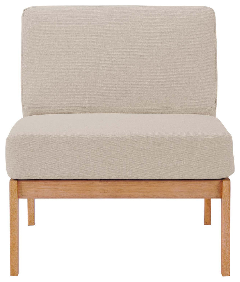 Sofa Middle Chair, Wood, Brown Natural Taupe Gray, Modern, Outdoor Pat