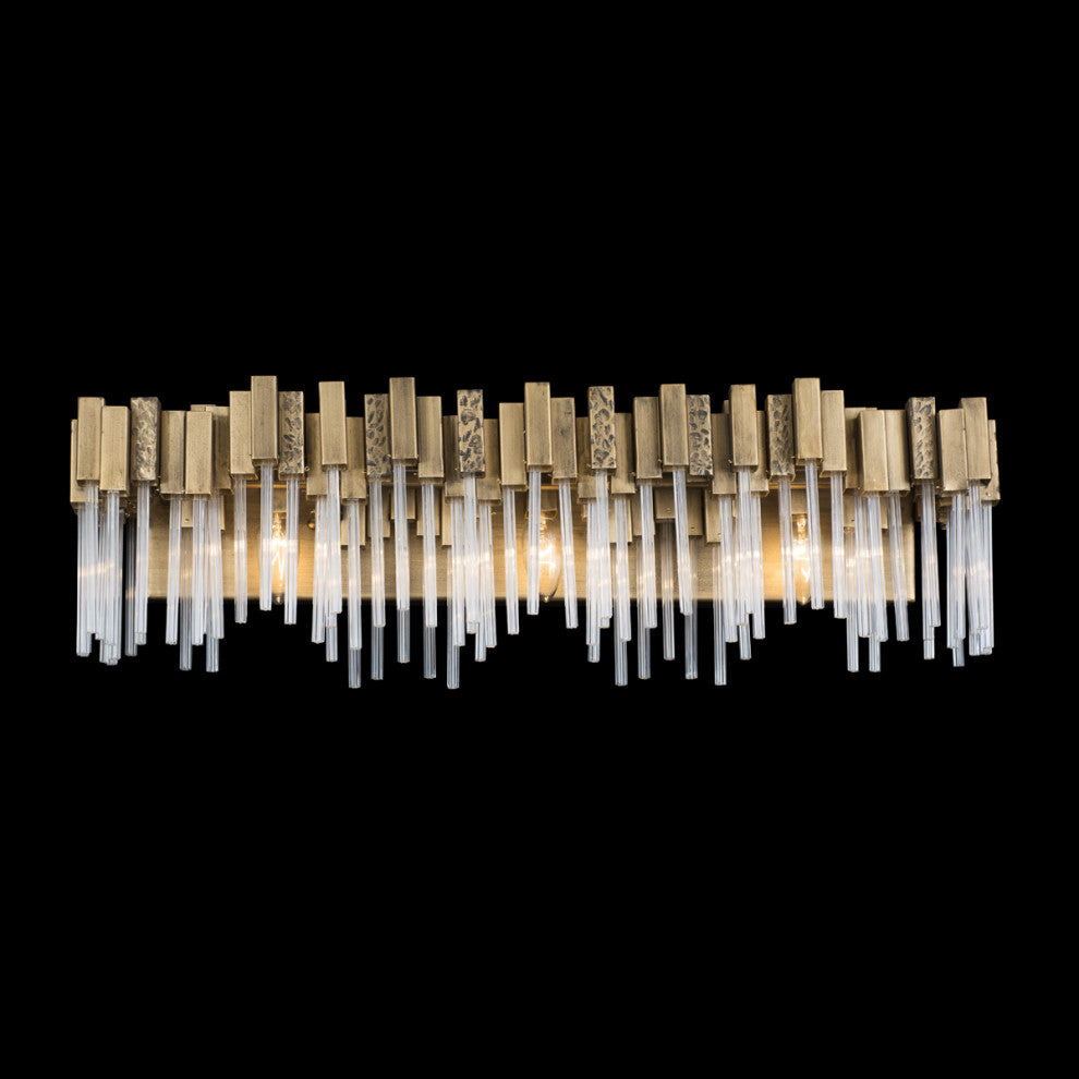 Matrix 3 Light Bath Sconce in Havana Gold with Clear Fluted Glass