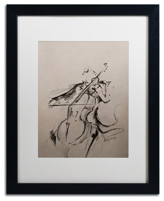 Marc Allante 'The Cellist Sketch' Art, Black Frame, White Mat, 20x16