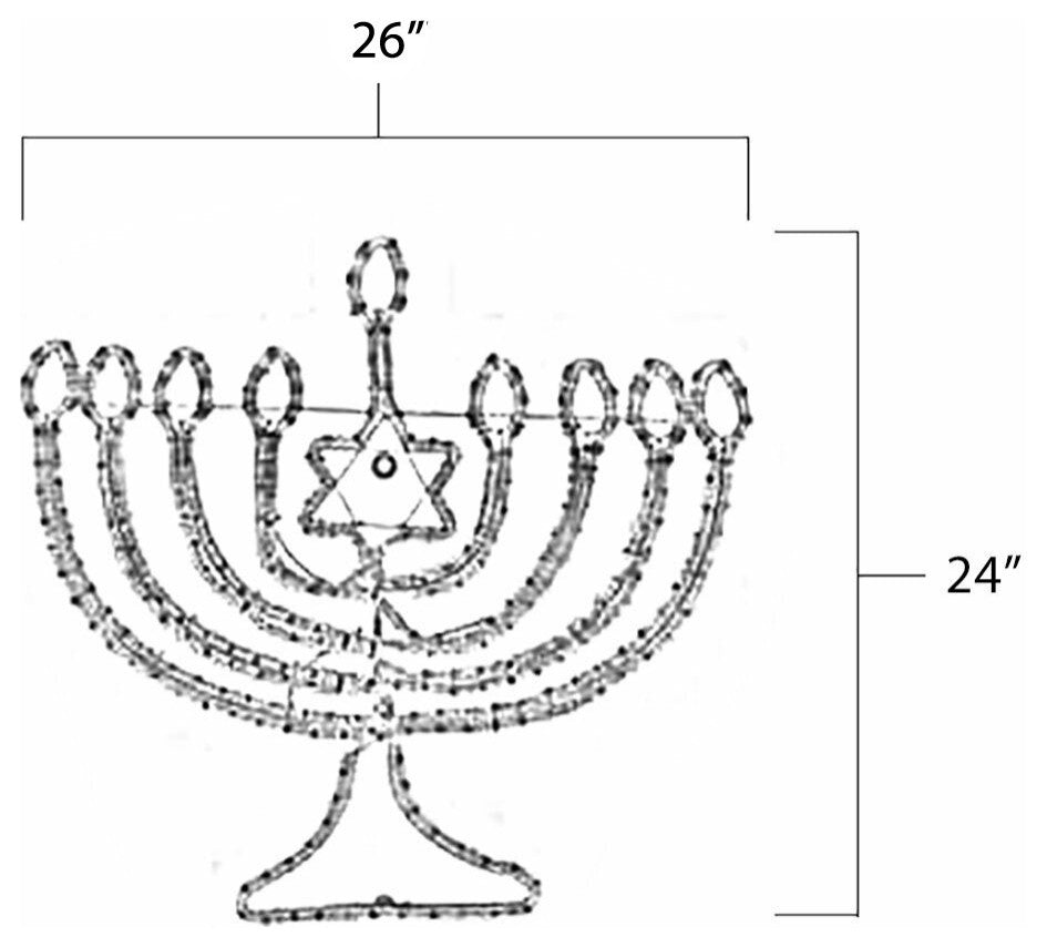 Outdoor Menorah LED Rope Light, IP65 Water Resistant, 120V