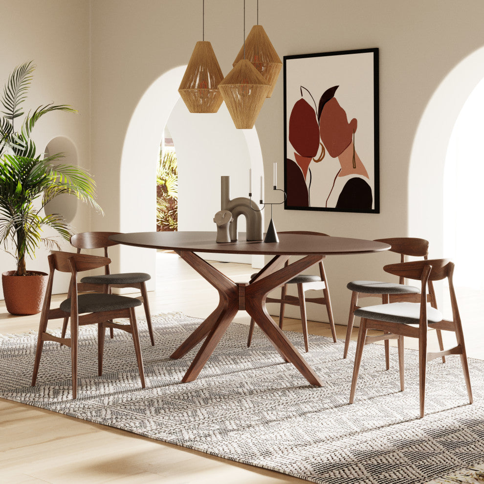 Prospect Dining Table, 75", Walnut, Midcentury, Oval