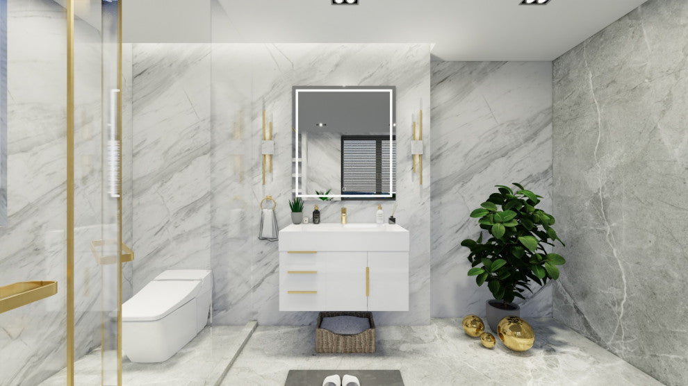 Madison 36" Wall Mounted Vanity With Reinforced Acrylic Sink, High Glo