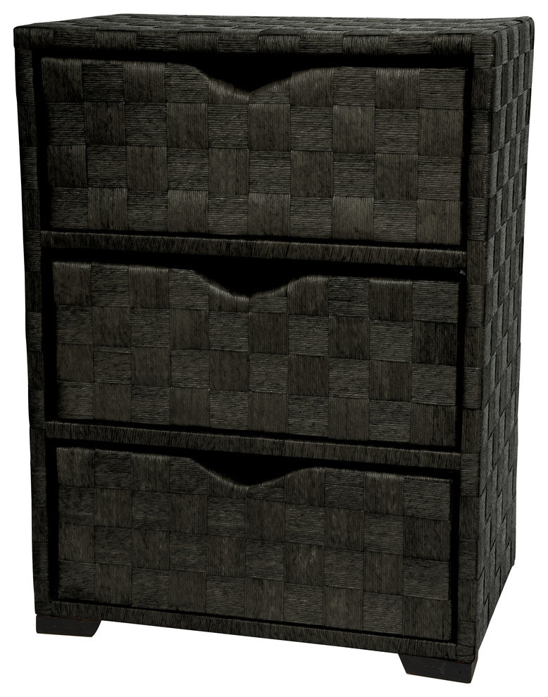 Natural Fiber Chest Of Drawers Three Drawer Black