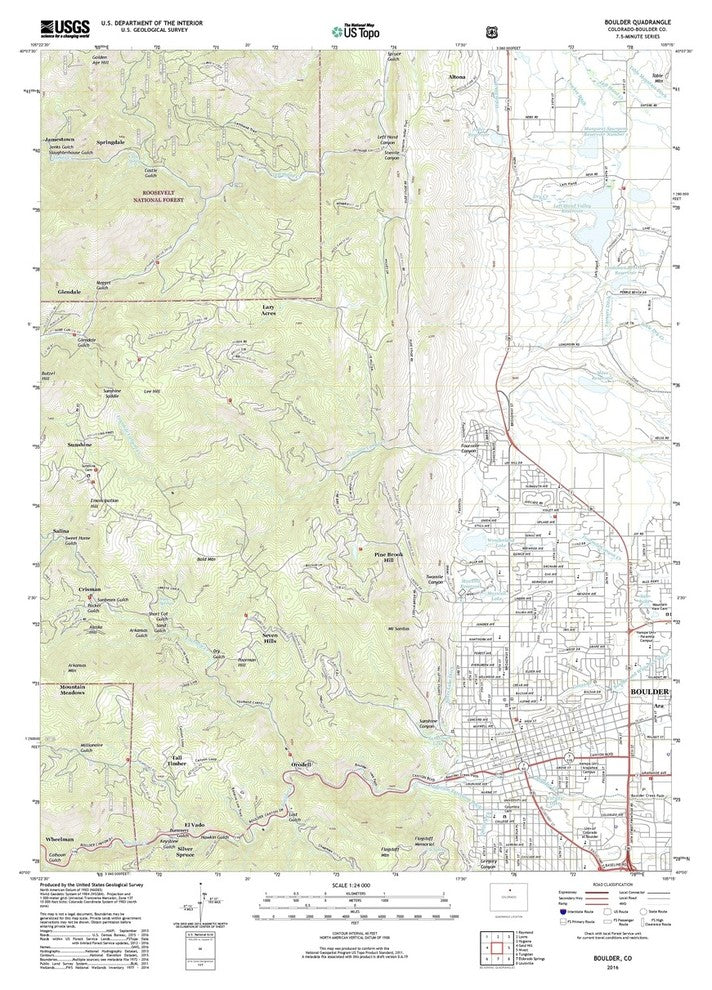 Framed Topographic Map, Boulder, Colorado, Standard Size