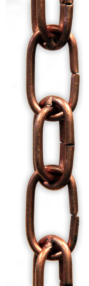 Extra Link Copper Rain Chain With Installation Kit, 15 Foot