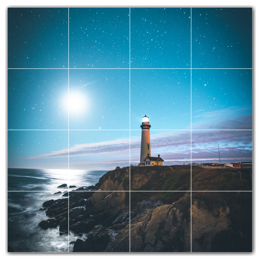 Lighthouse Ceramic Tile Wall Mural Hz500818-44m. 24" X 24"
