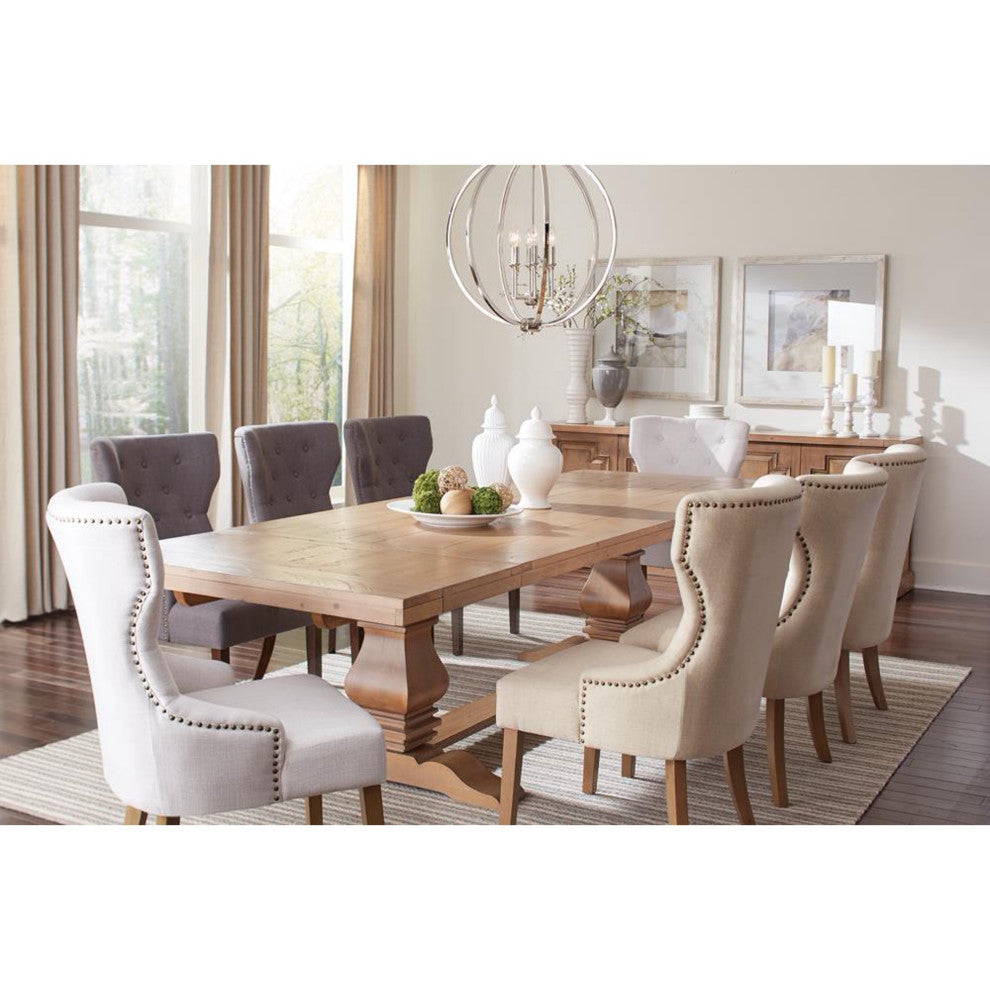 Elegant Dining Chair, Diamond Button Tufted Hourglass Back With Nailhe