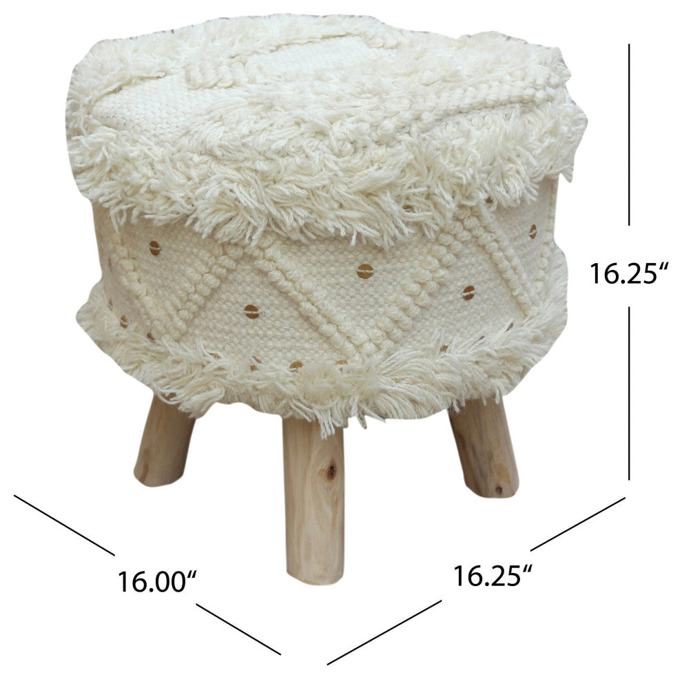 GDF Studio Mosiac Handcrafted Boho Fabric Stool with Metal Accents, Iv