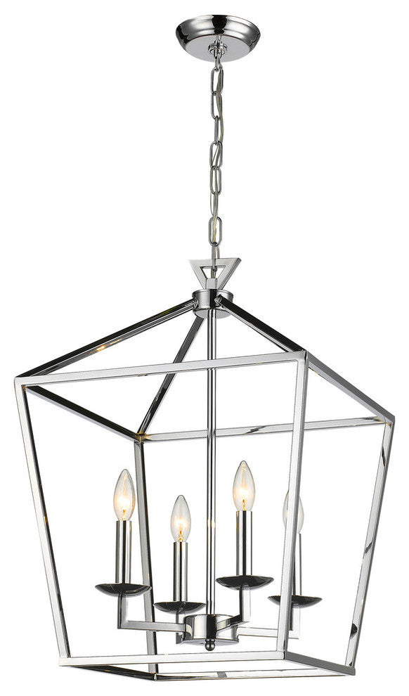 Shiny Nickel Cage Lantern Light Fixture