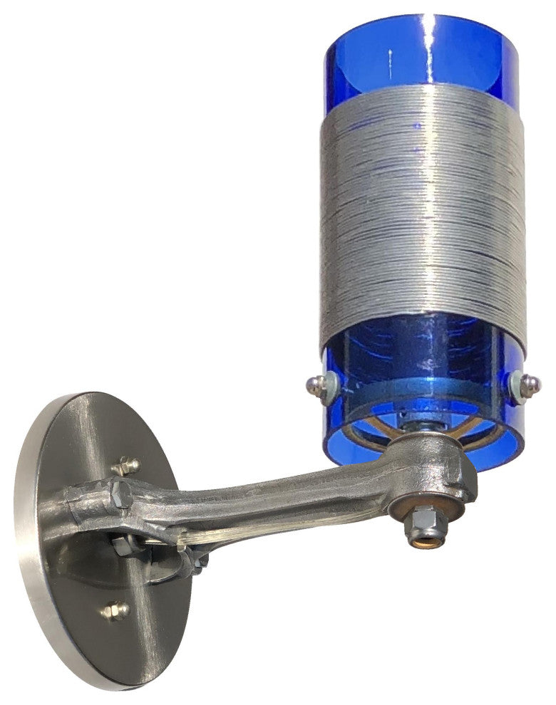 Wire Coil Cylinder Automotive Sconce - Piston Connector Rod (Clear Gla