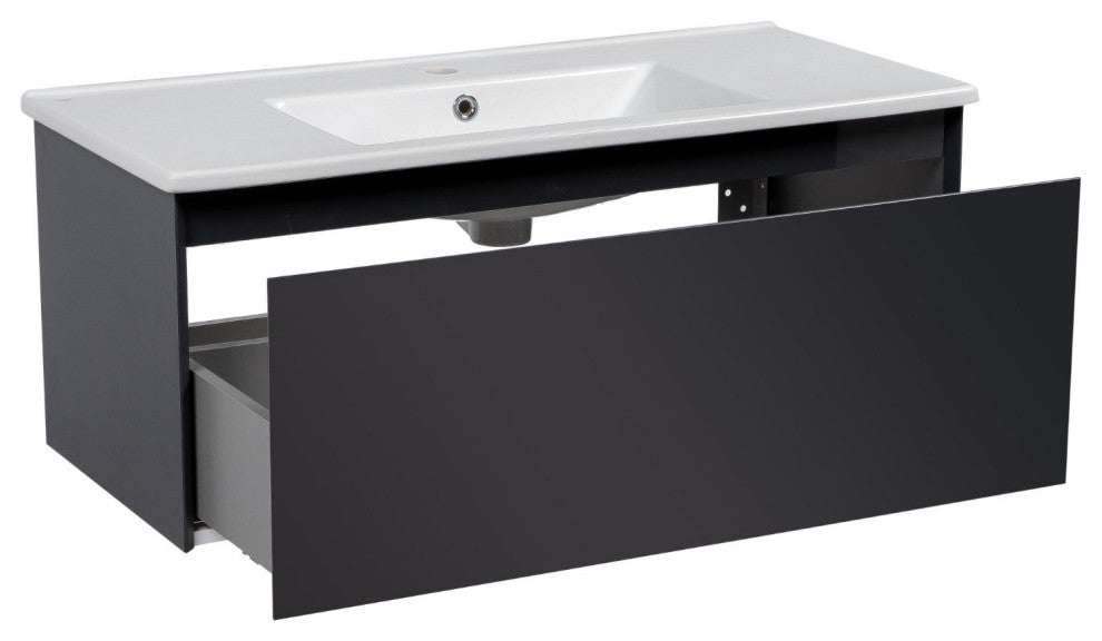Modern Wall-Mounted Bathroom Vanity | Magic Antracit Gloss 40"-Diamond