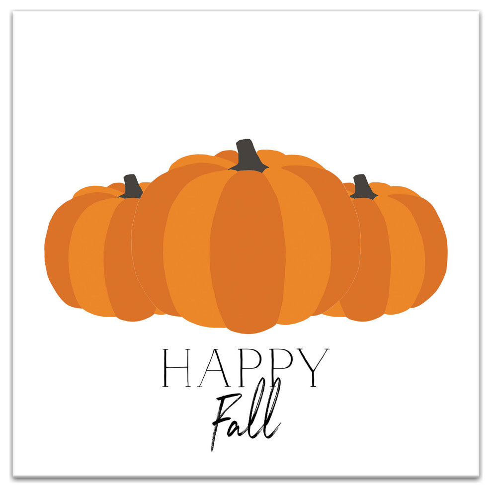 Happy Fall Pumpkin Trio 12x12 Canvas Wall Art
