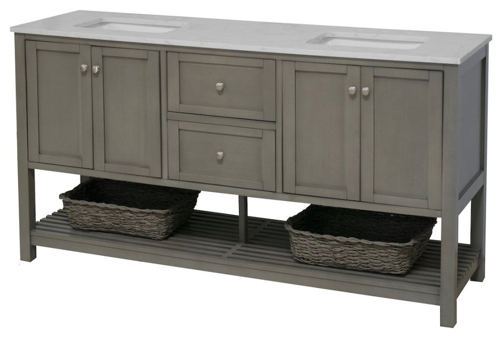 Kitchen Bath Collection Lakeshore 72" Double Vanity, Weathered Gray, E