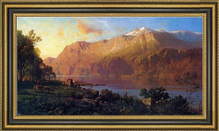 Thomas Hill Emerald Lake Near Tahoe Framed Canvas Print, 14"x28"
