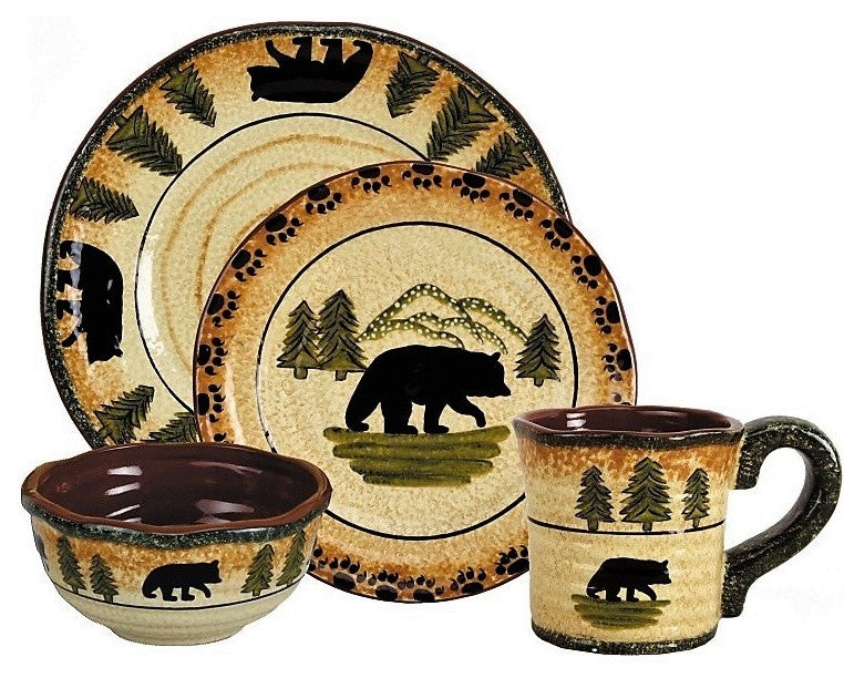 Black Bear Dinnerware, 16 Piece Set