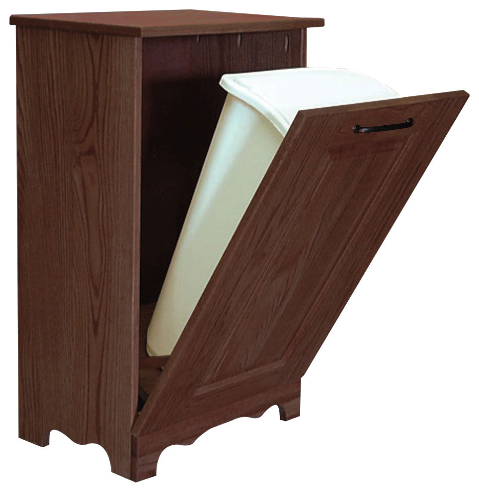Amish Made Oak 13 Gallon Tilt-Out Trash Can, Earth Tone Stain