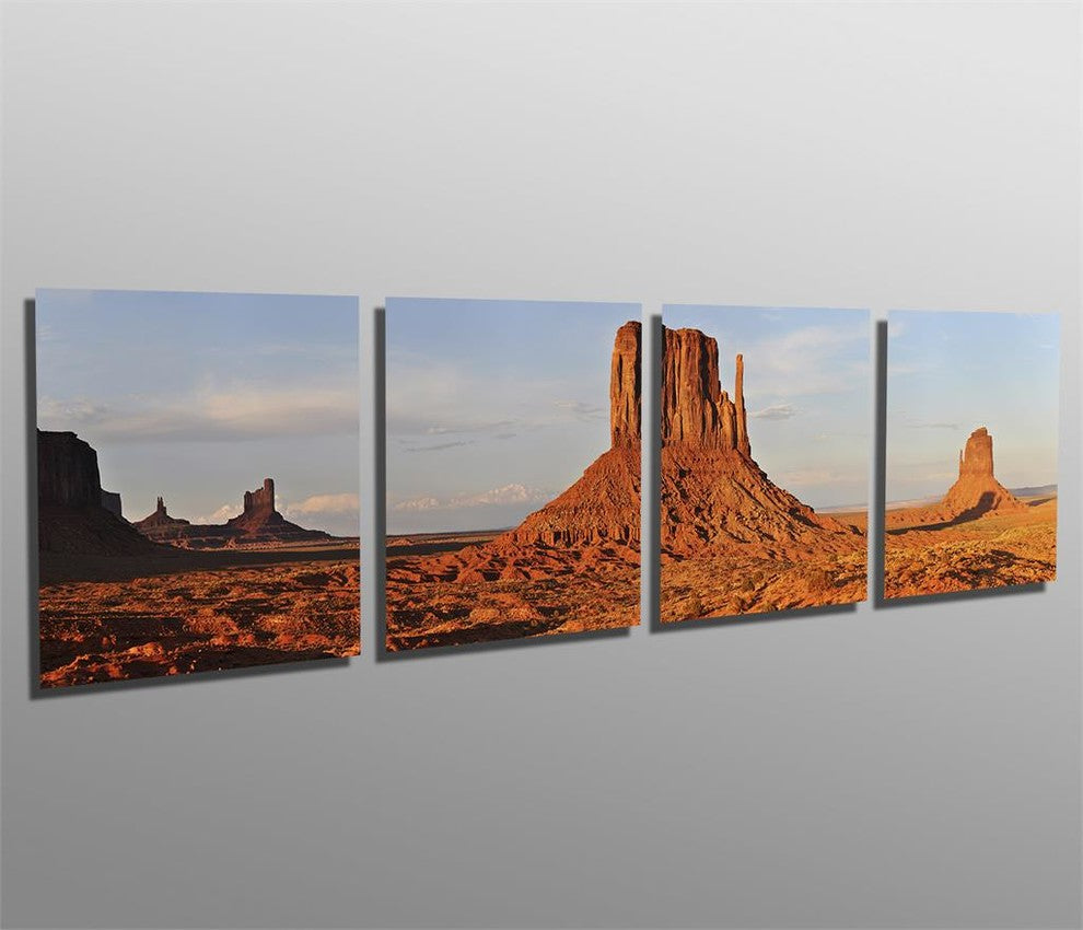 Monument Valley, Utah, Metal Print, 4 Panel Split Panoramic, HD Alumin