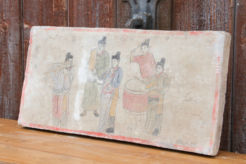 Hand-painted Liao Dynasty Style Musicians Mural Tile