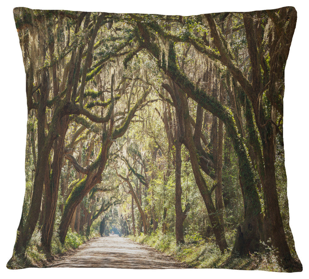 Trees Tunnel In Botany Bay Landscape Wall Throw Pillow 18"x18"