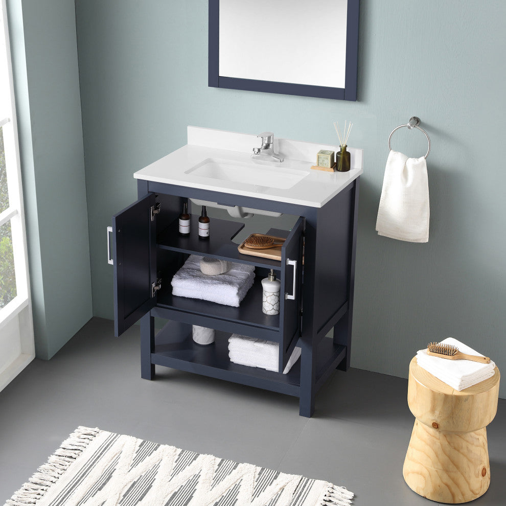 Ove Decors Vegas Single Sink Bathroom Vanity Set With Countertop, Whit