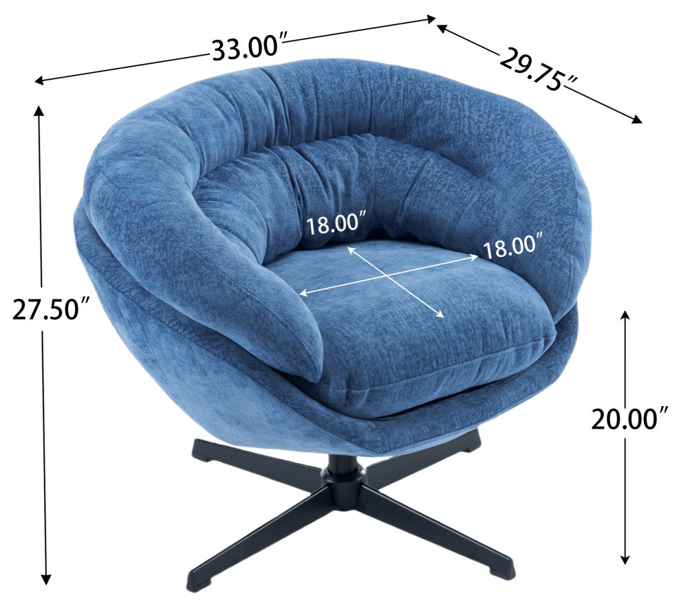 GDF Studio Upholstered 360 Swivel Club Chair With Black Metal Base, Na