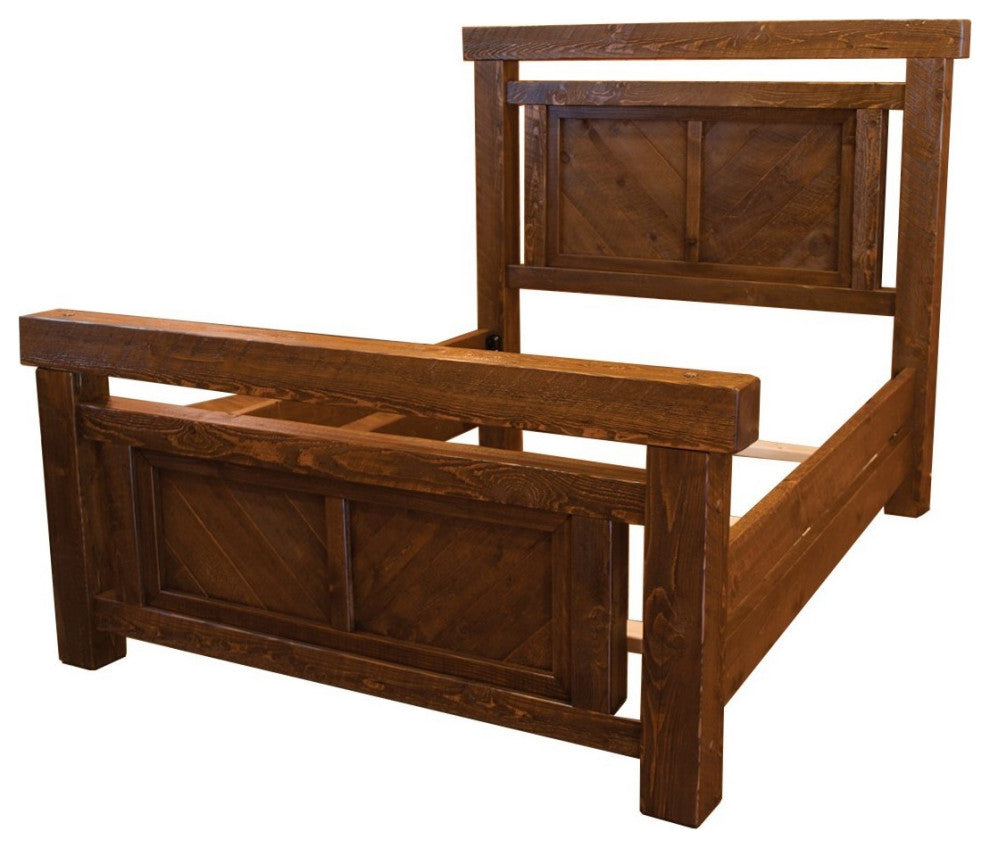 Barnwood Style Timber Peg Panel Bed, Early American, King