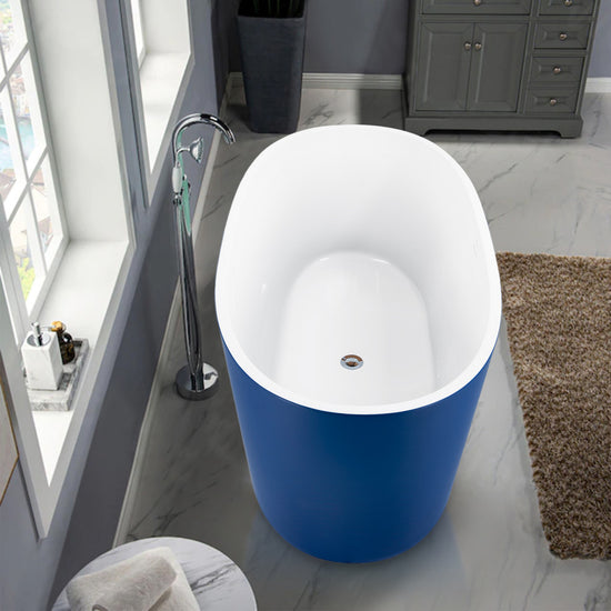 Freestanding Bathtub, 100% Acrylic Soaking Tub, Blue, 59"