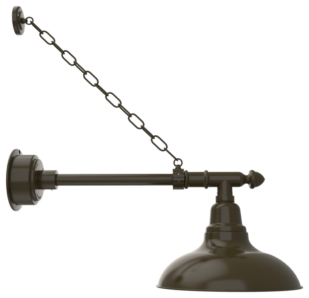 Gooseneck Barn Light With Vintage Arm With Chain Mahogany Bronze 12"