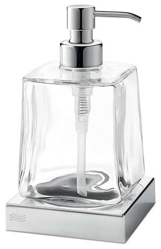 Divo A2012Z Chrome Soap Dispenser Holder with Clear Glass Soap Dispens