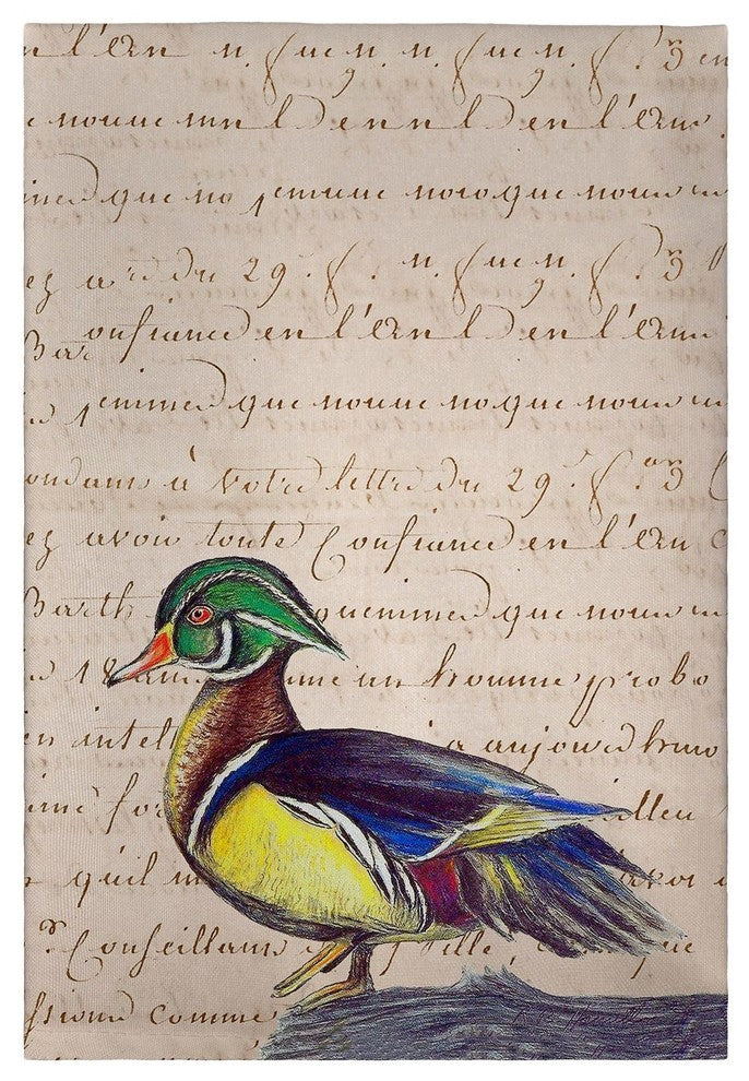 M Wood Duck Script Guest Towel - Two Sets Of Two (4 Total)