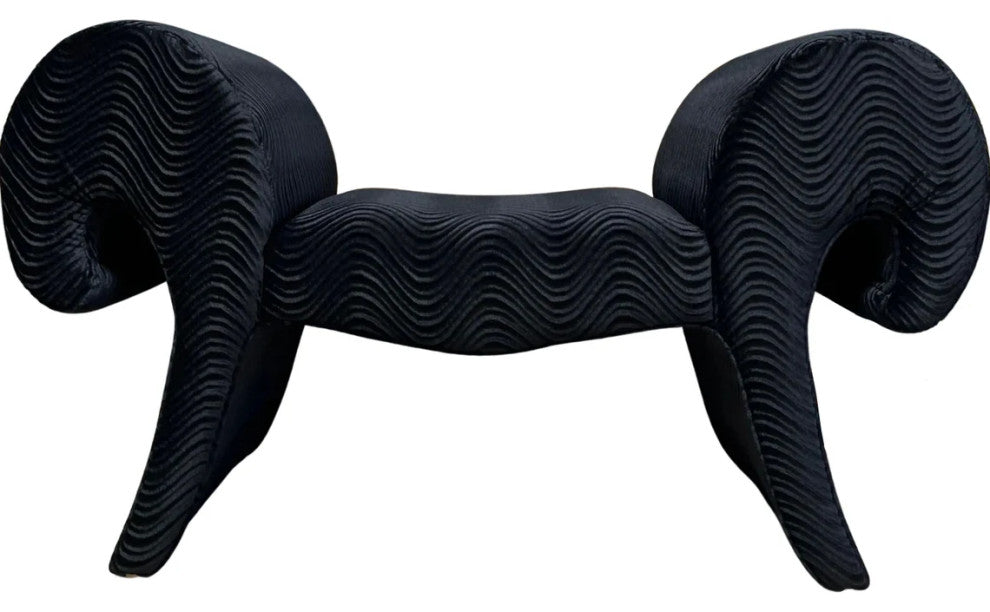 Flared Arm Novelty Bench, Backless Upholstered Bench