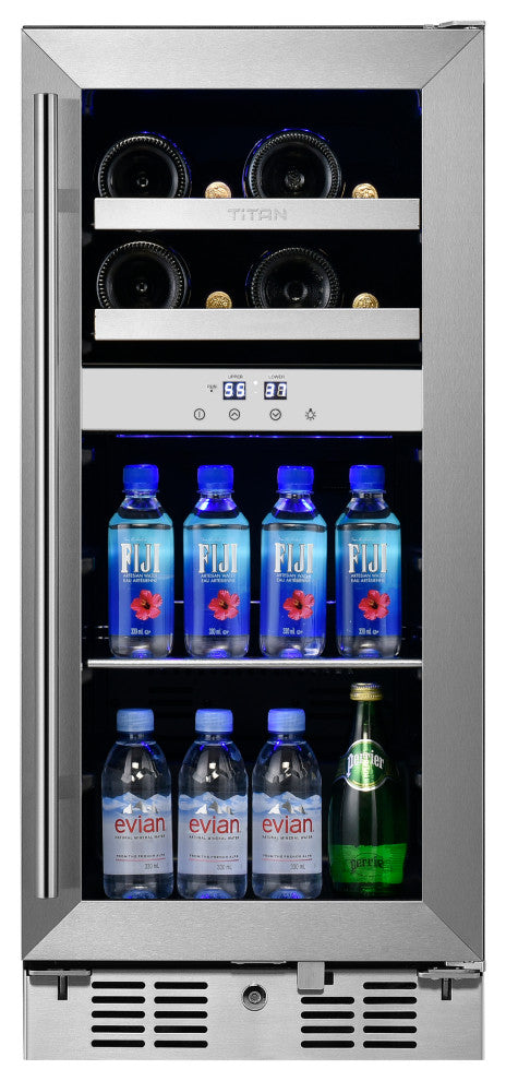 Titan Signature 15" 8 bottle 40 can SS Door Dual Zone Wine and Beverag