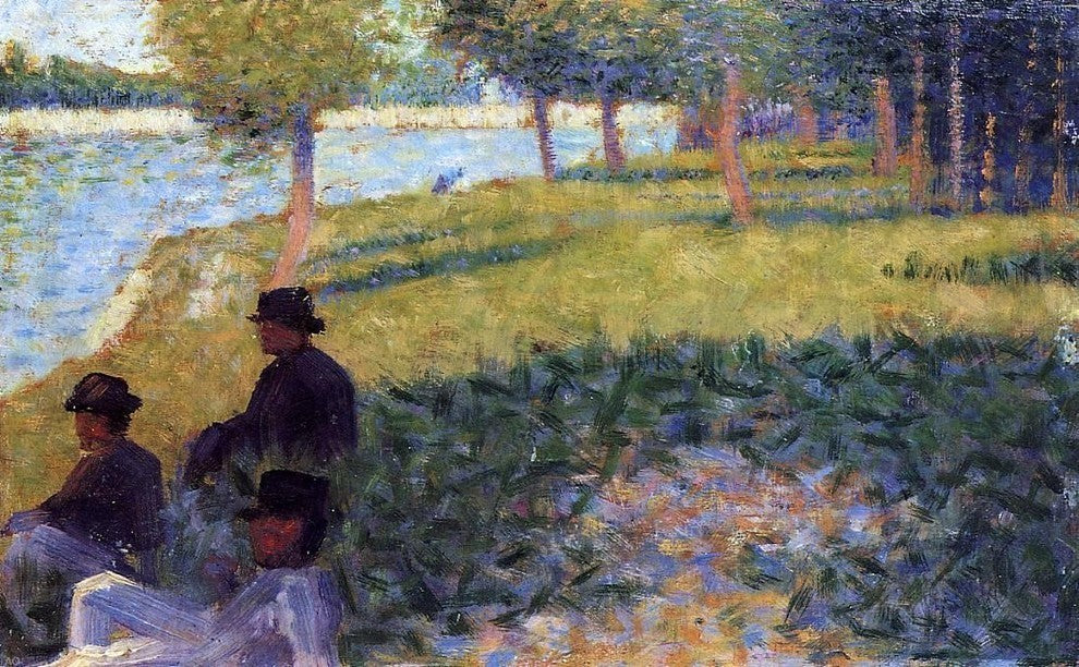 Georges Seurat Three Men Seated 18"x27" Premium Canvas Print