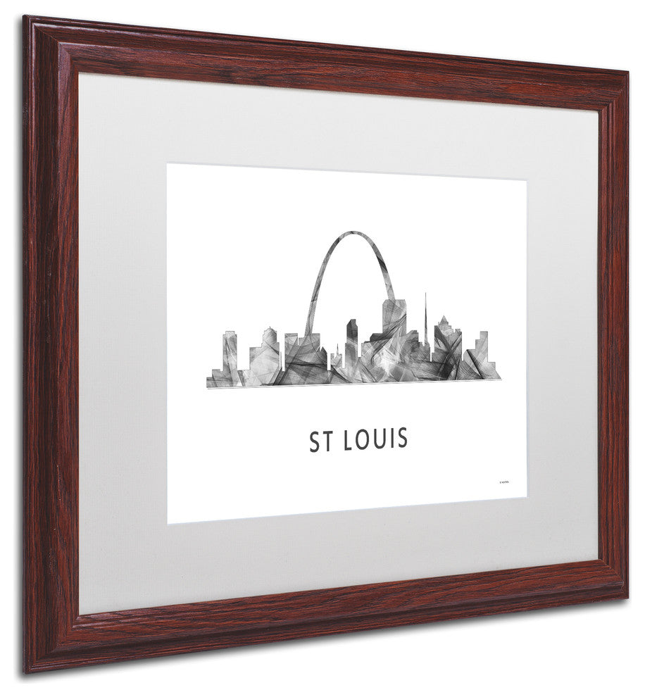 Marlene Watson 'St Louis Missouri Skyline' Matted Art, Wood Frame, Whi
