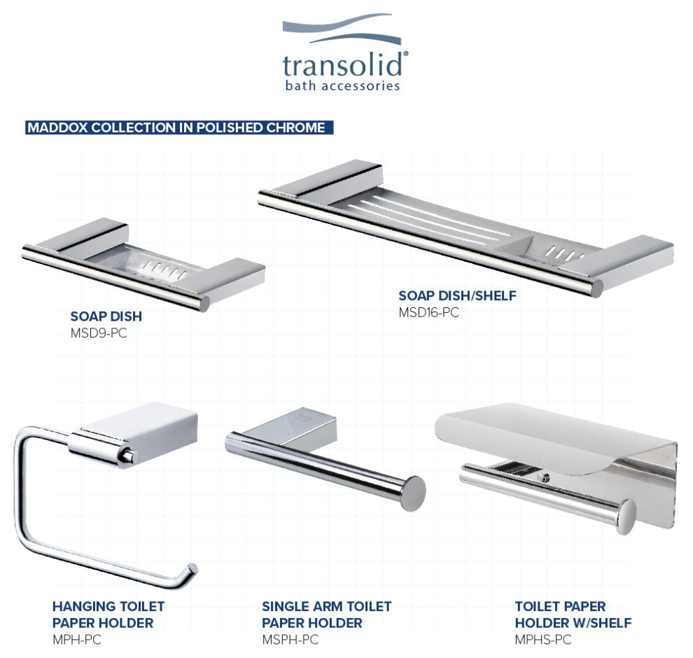 Transolid Maddox 16" Grab Bar, Polished Chrome