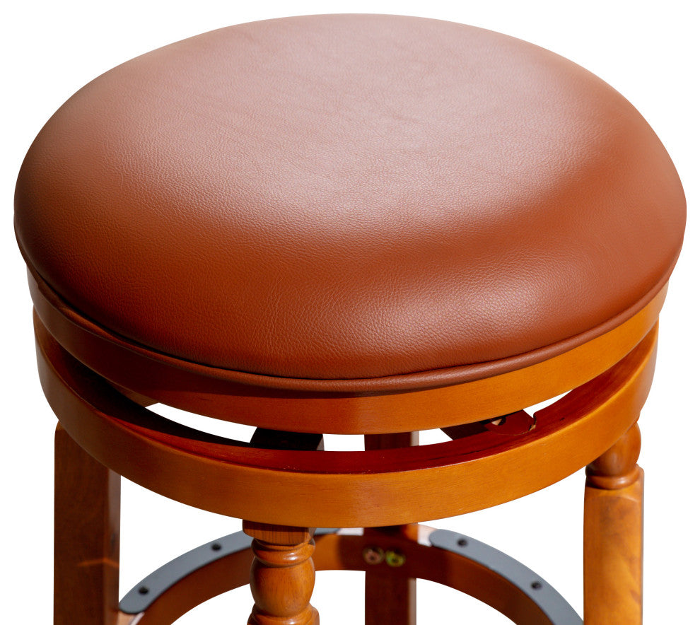 DTY Palmer Lake Swivel Stool, Natural/Saddle Leather Seat, 30" Bar Sto