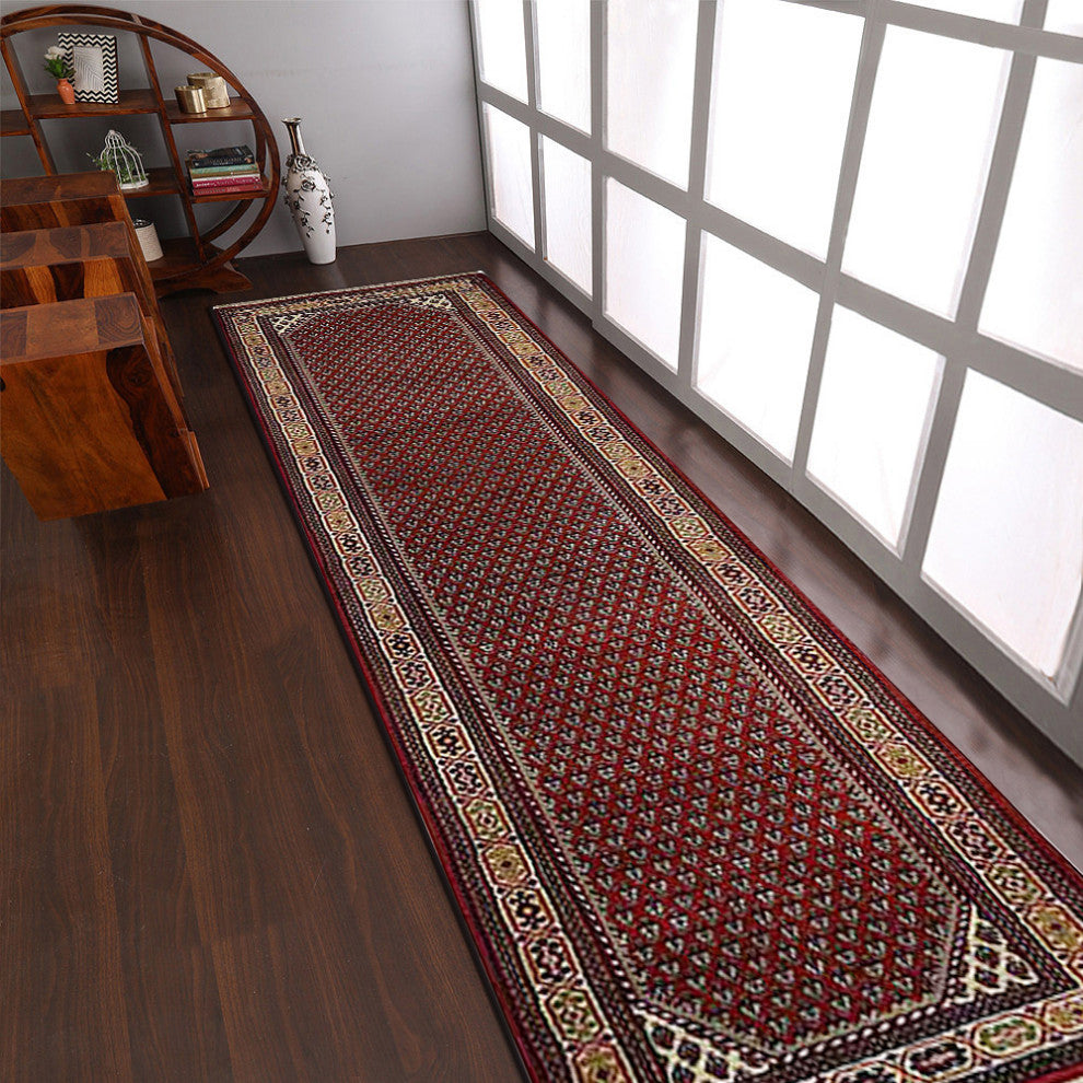 Hand Knotted Persian Wool Area Rug Oriental Red