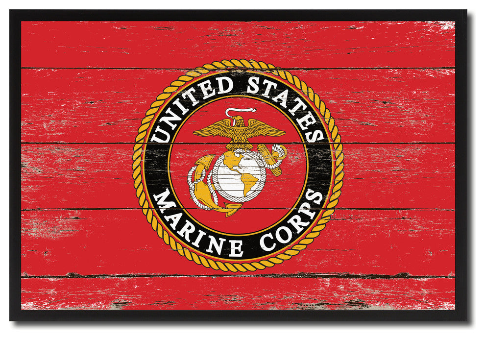 US Marine Corps Emblem Military Flag Canvas Print, 19"x28"