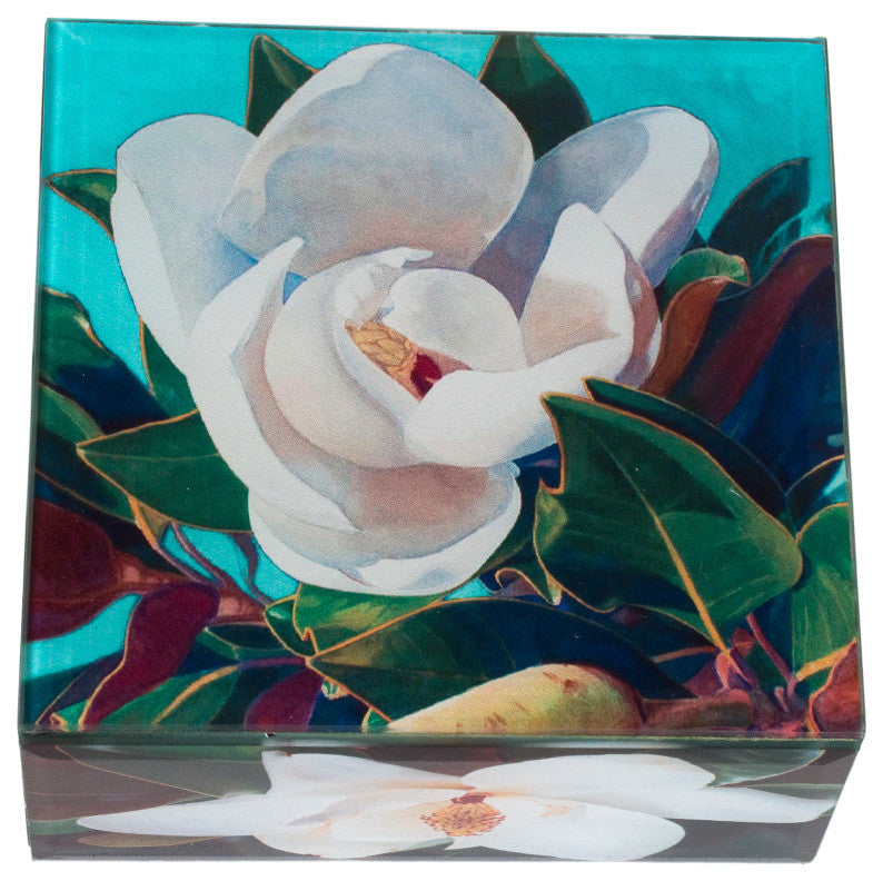 Glass Magnolia Keep Sake Box