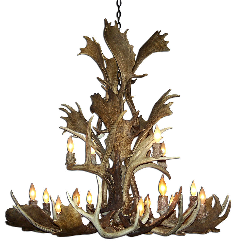 Fallow Mule Deer Cascade Antler Chandelier Light Large No Shades