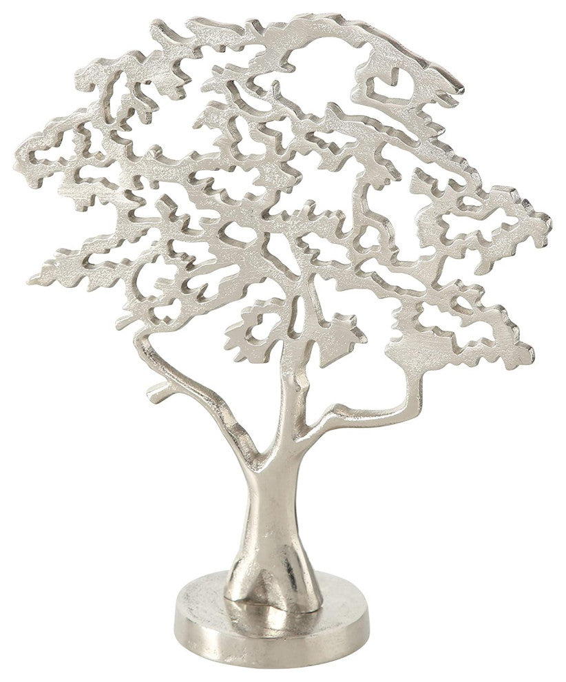 Tree of Life Table Top Metal Figurine, Made by Hand, Silver Aluminium