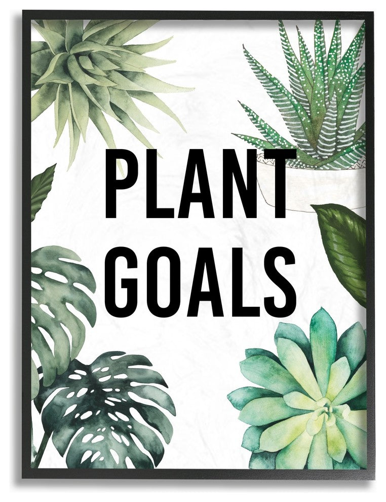 Plant Goals With Plant Illustrations Oversized Framed Giclee Art, 16"x