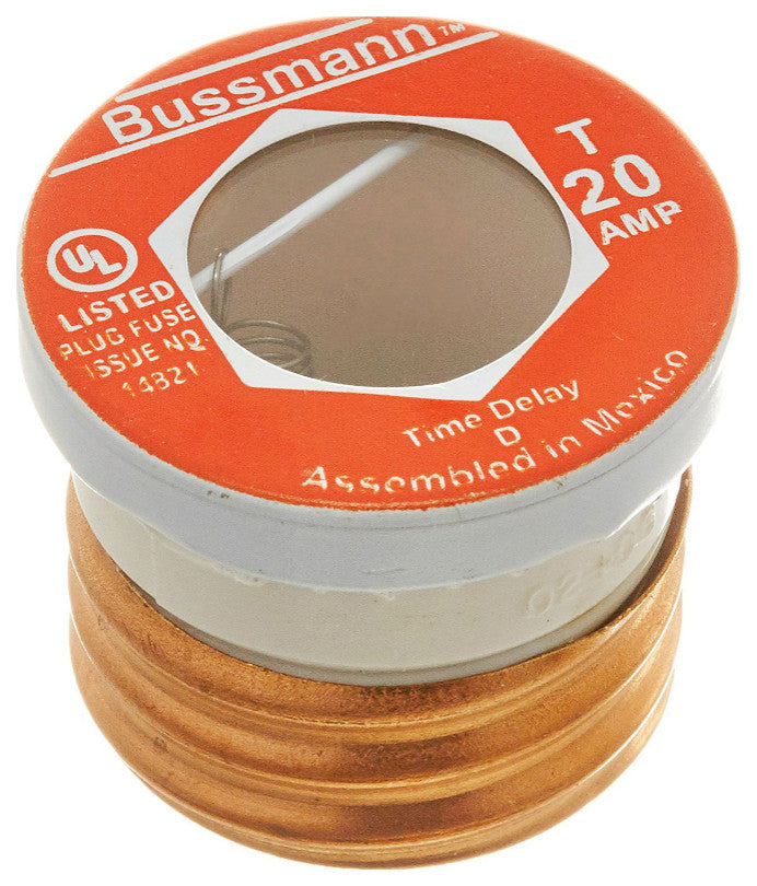 Cooper Bussmann T20 EEI-NEMA Type-T Plug Fuse, 20 Amp