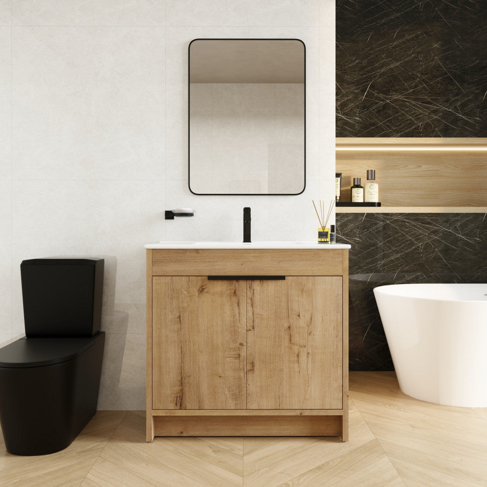 BNK Freestanding Bathroom Vanity with Soft Close Door and Adjustable s
